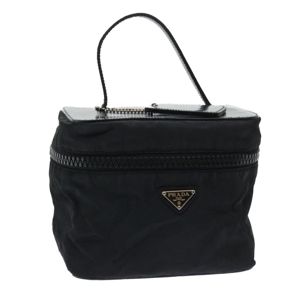 Prada | Bags | Prada Vanity Cosmetic Pouch Nylon Black Auth Bs876 ...